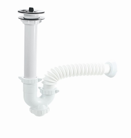 CESPOL CURVO CON TAPA INFERIOR FLEXIBLE PARA FREGADERO – Bayusa de México