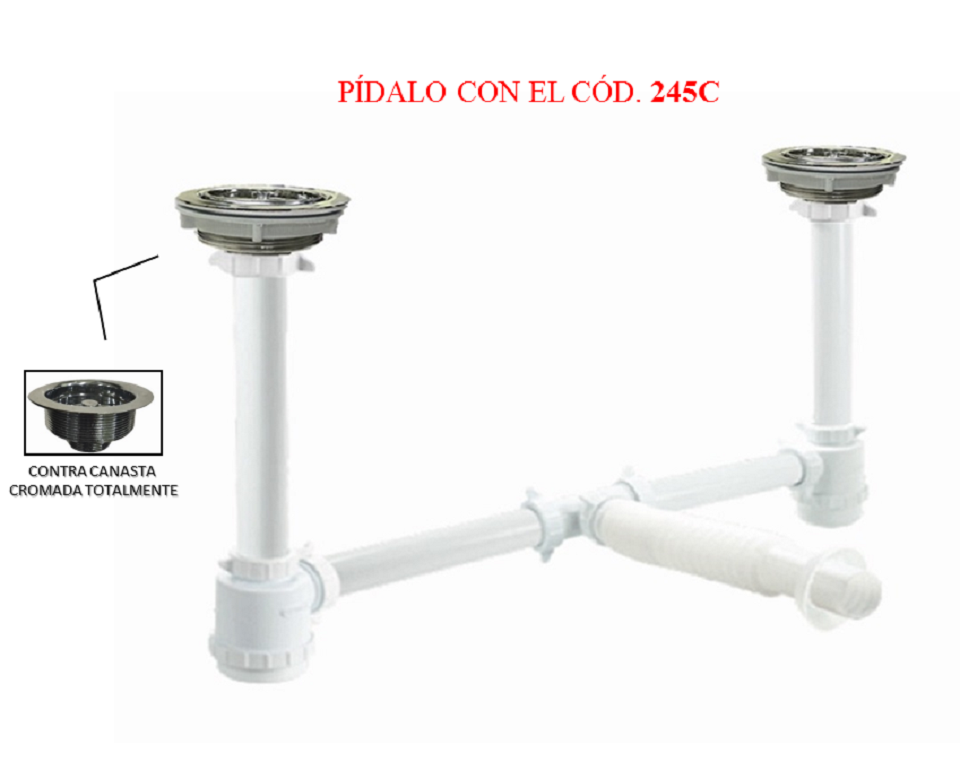 CESPOL DOBLE BOTE GRANDE Y CONTRA CANASTA CROMADA FLEXIBLE – Bayusa de ...