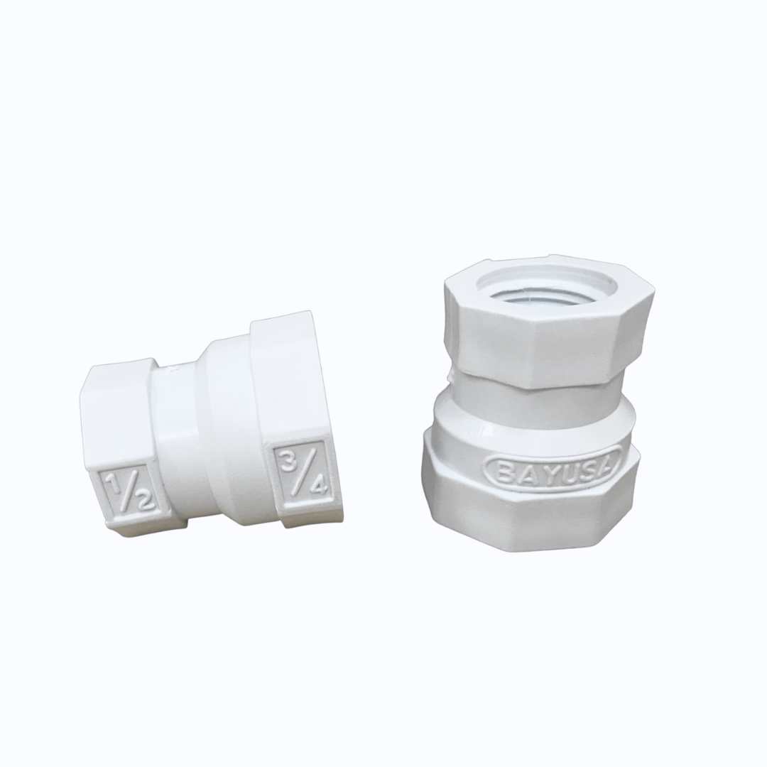 COPLE ROSCA INTERIOR C/ REDUCCION 3/4″ A 1/2″ BLANCO – Bayusa de México